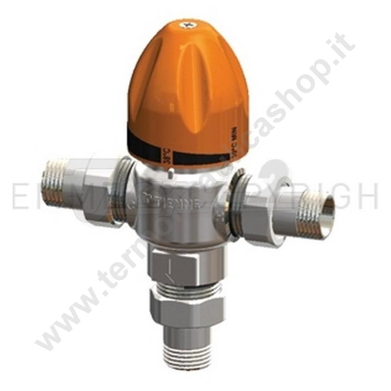 TERMOIDRAULICASHOP | MISCELATORE TERMOSTATICO 3/4 CON BOCCHETTONI PER PANNELLI SOLARI